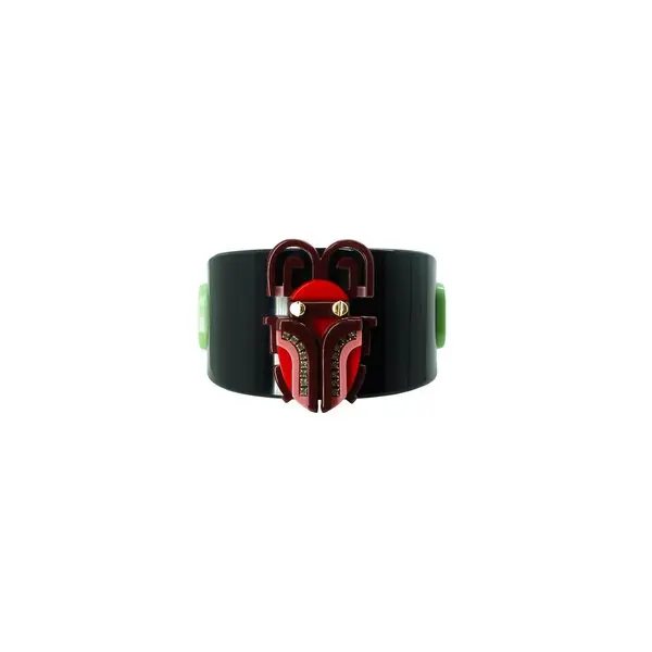 GISSA BICALHO Pink / Black Handmade Acrylic Bracelet Scarab Pink - Pink/black