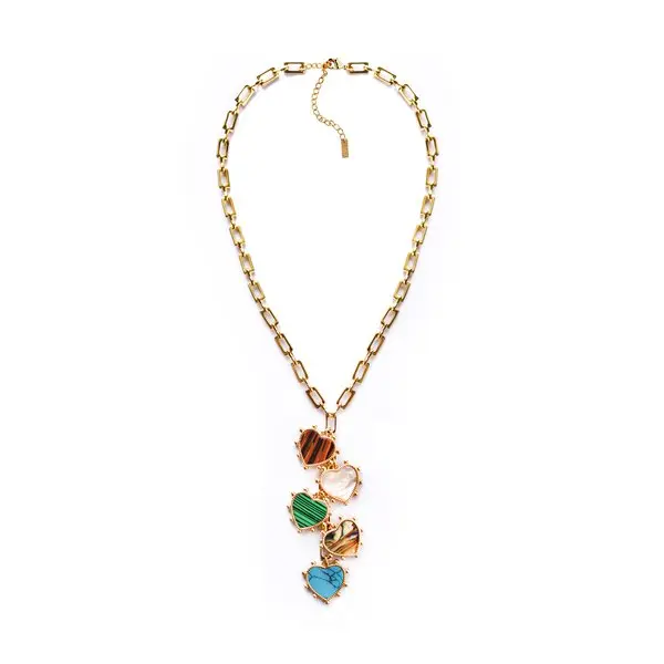 ADRIANA PAPPAS DESIGNS Gemstone Hearts Necklace - Yellow
