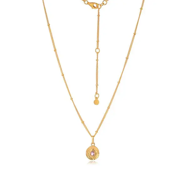 MOON LONDON Pink Amethyst Adjustable Necklace - Gold
