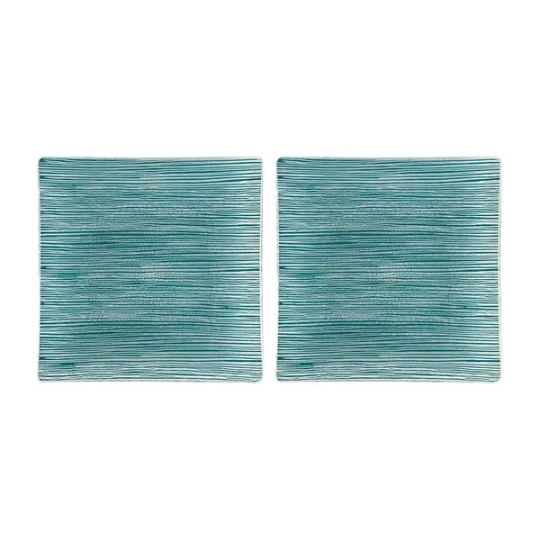 Turgla Home Glass Dinnerware Square Glass Side Plates, Set Of Two - Blue