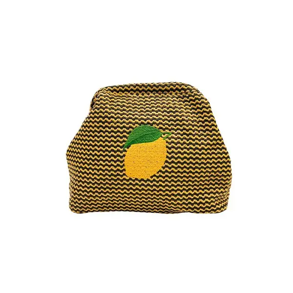 LILLY LOVES Black / Yellow Lemon Beach Clutch Bag - Black/yellow