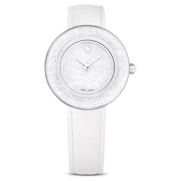 SWAROVSKI Crystalline Lustre Watch With Crystal Dial And Leather Strap