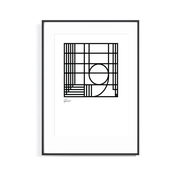 Curiosity Snug Numerology Series – Abstract Lines Number Nine Limited Edition Print - Black
