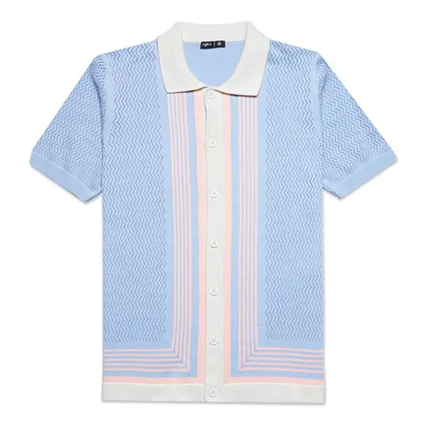 EIGHT X The Linear Knit Polo Shirt Light - Blue