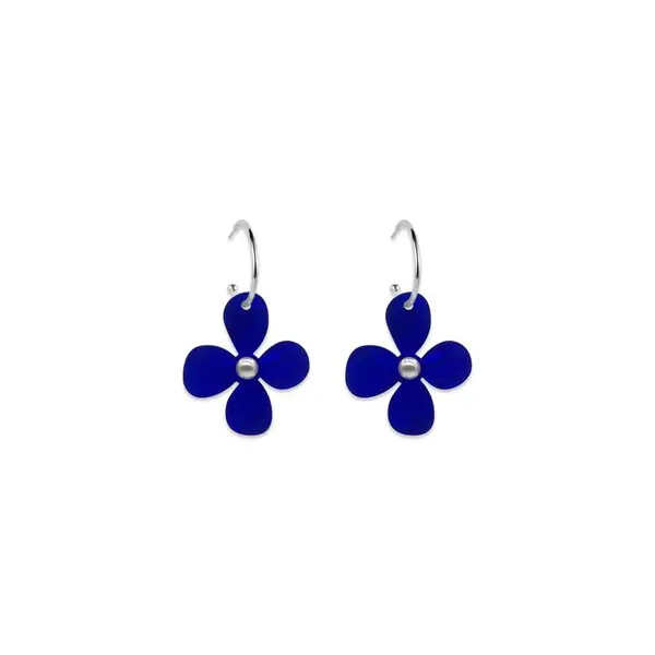 TOOLALLY Daisy Hoop Earrings Royal Pearl - Blue