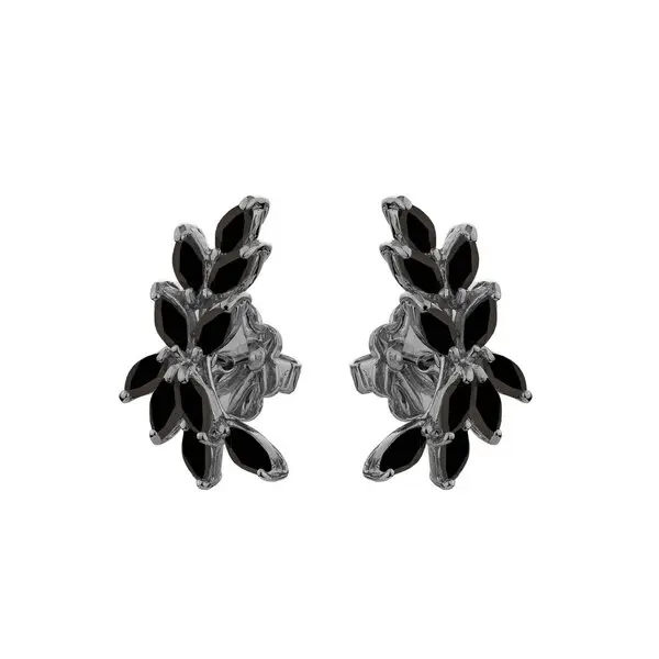 SALLY SKOUFIS Renaissance Earrings With Made Cz Diamond Stimulant In Premium Rhodium - Black