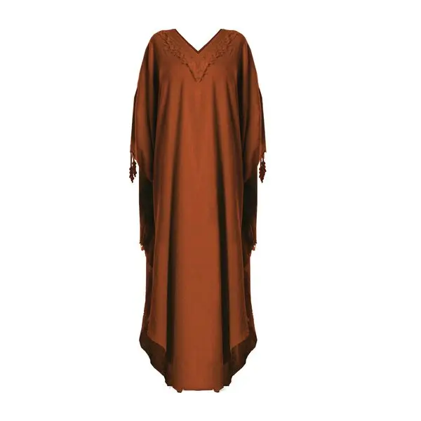 ZHENABIA Boho Kaftan Summer Maxi Dress Cinnamon - Brown