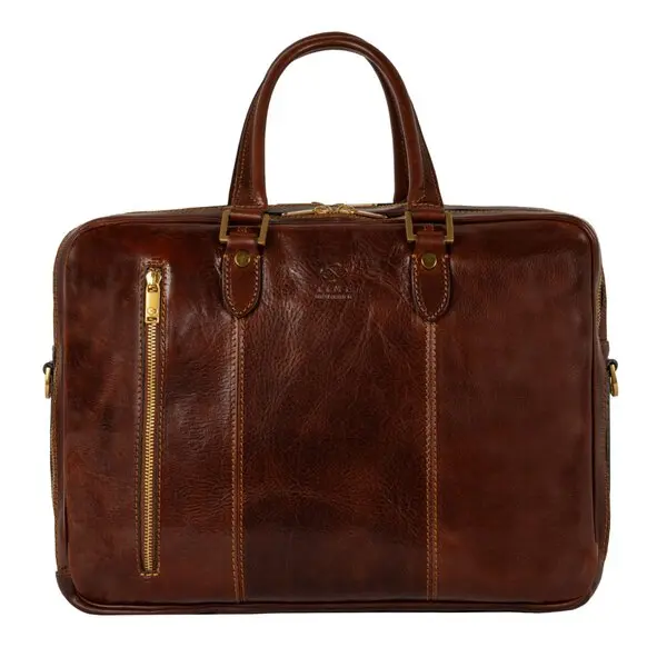 TIME RESISTANCE Leather Convertible Briefcase Backpack A Farewell To Arms - Brown