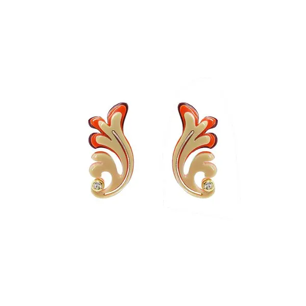 GISSA BICALHO Acrylic Handmade Earring Rosebush Kahki - Pink