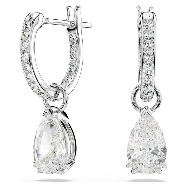 SWAROVSKI Stilla Drop Earrings With Pear-cut Crystals And Pavé Embellishment - White