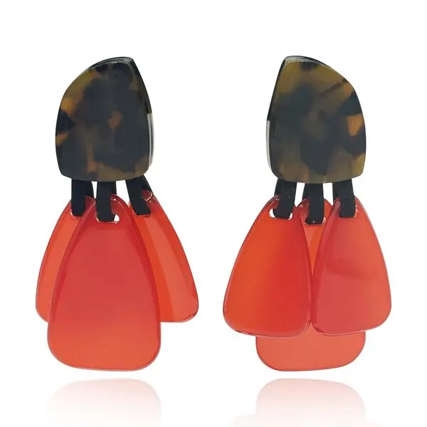 MICHAEL NASH JEWELRY Patrizia Tortoise Resin Top Earrings With Orange Resin Drops - Brown