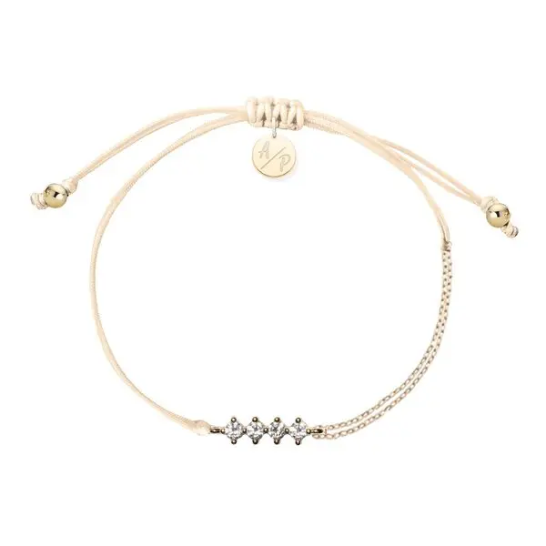 ADRIANA PAPPAS DESIGNS Cz Crystal Bar Bracelet On Colored Cord Light Peach - Yellow