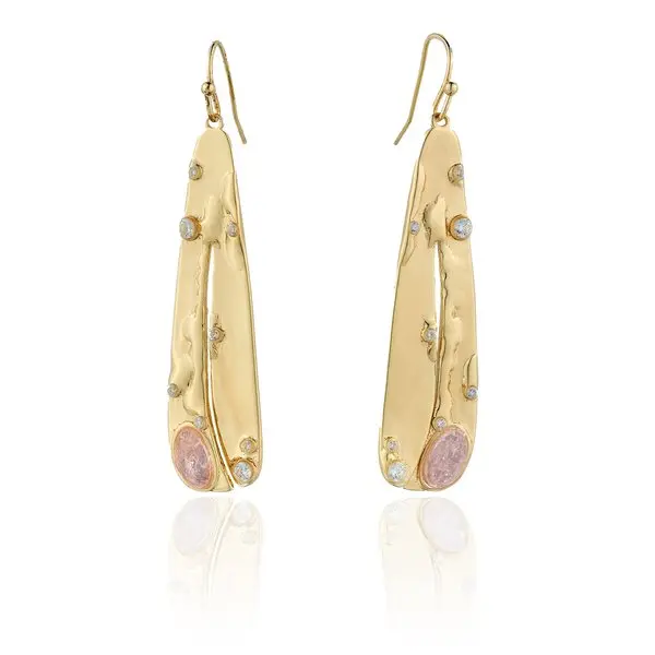 RARE MATTERS JEWELRY Organic Gemstone Petal Earrings Rose Quartz - Pink