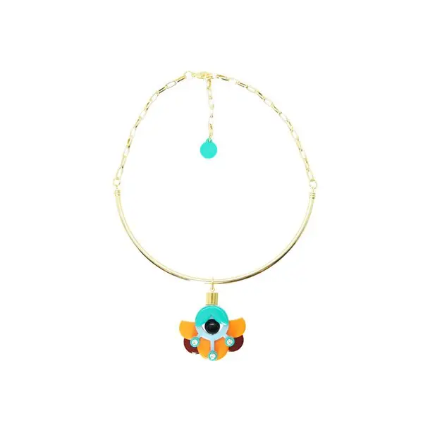 GISSA BICALHO Acrylic Handmade Necklace Choker Petunia - Orange