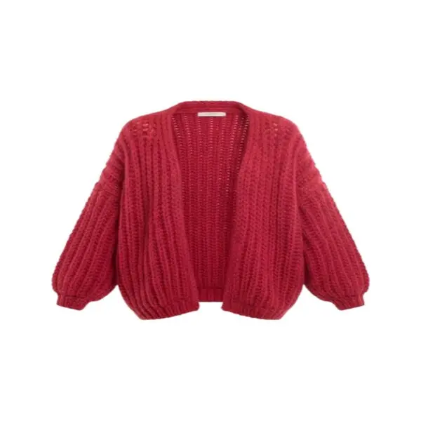 Saachi Chunky Knit Oversized Cardigan - Pink