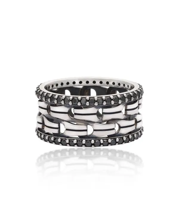 THE JEWELZ Silver / Black The Chain Legacy — Open Weave Band Ring - Silver/black