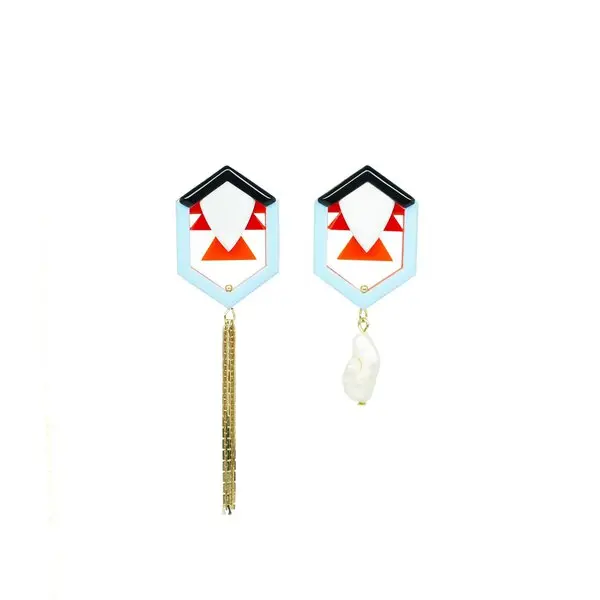 GISSA BICALHO Handmade Earring Geo Fish - Orange