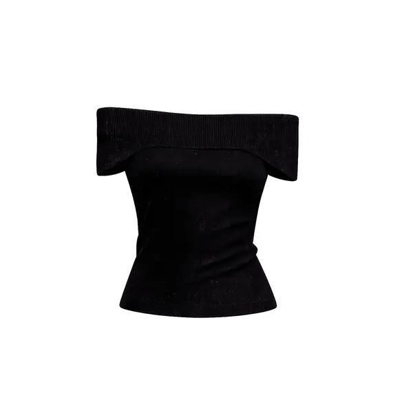 TANTRA SPAIN SL Knitted Top With Lurex, Boat Neck - Black