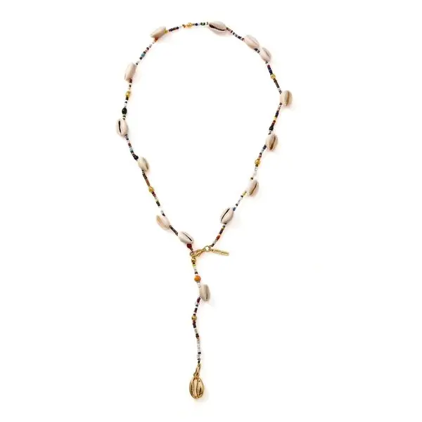 JAREDJAMIN Malibu Cowrie Shell Necklace - Brown/yellow