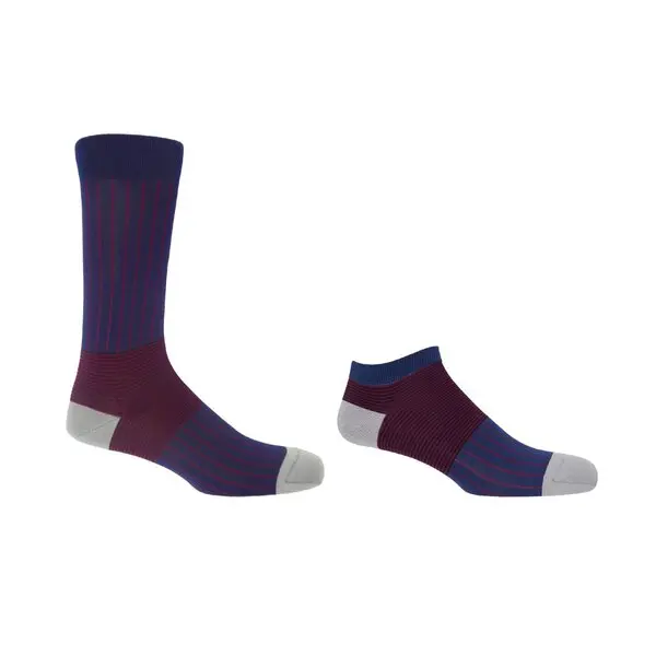 PEPER HAROW - MADE IN ENGLAND Oxford Stripe Navy Luxury Crew & Trainer ’s Socks Bundle - Blue