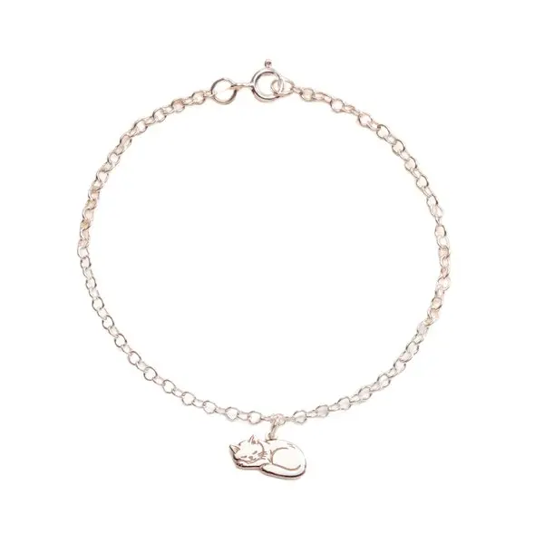 POSH TOTTY DESIGNS Sterling Sleeping Cat Dinky Charm Bracelet - Silver
