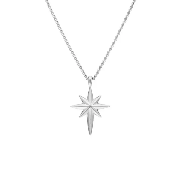 DINNY HALL Silver / White North Star Silver Charm Necklace - Silver/white