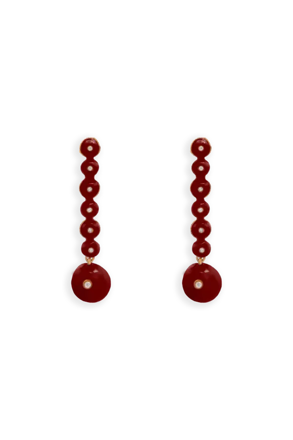 LAVANI JEWELS Maroon Hibiscus Earrings - Red