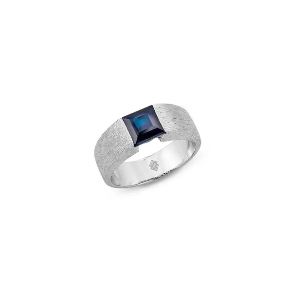 SALLY SKOUFIS Silver / Blue Anima Ring With Natural Sapphire In Brushed Sterling Silver - Silver/blue