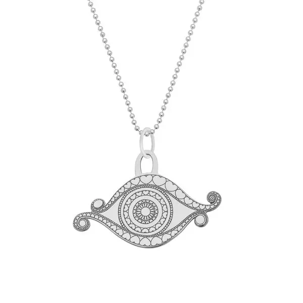 CARTERGORE Large Evil Eye Pendant Necklace - Silver