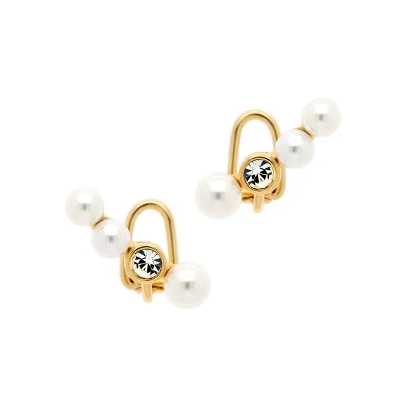 EMMA HOLLAND JEWELLERY Gold / White Pearl & Crystal Clip Ear Climber - Gold/white