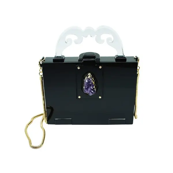 GISSA BICALHO Handmade Acrylic Clutch Aura - Black