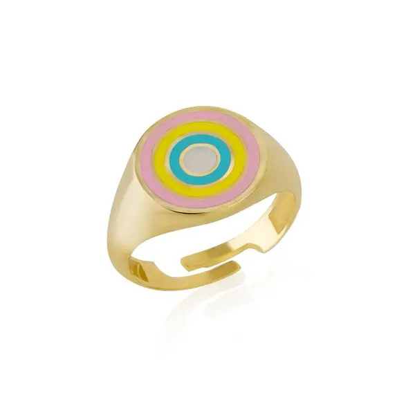 SPERO LONDON Enamel Round Sterling Silver Signet Ring - Gold