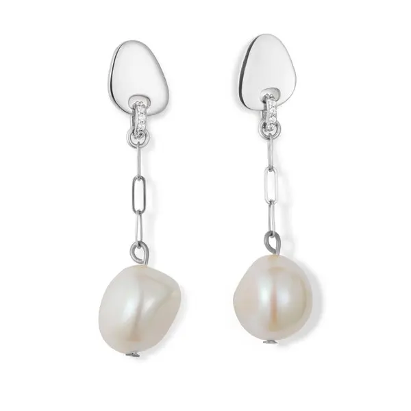 TOOLALLY Silver / White Pearl Drop Earrings Silver - Silver/white