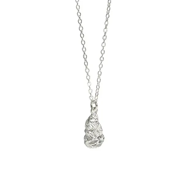 JANUS EDINBURGH Stalaktos Textured Organic Teardrop Necklace - Silver