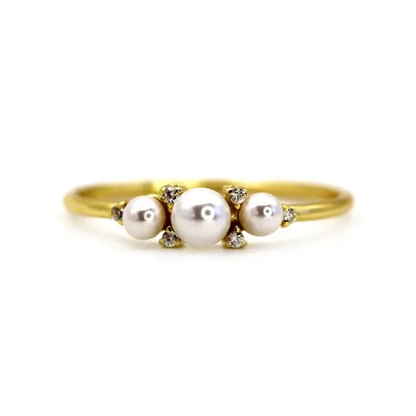 VICSTONENYC FINE JEWELRY Natural Akoya Pearl And Diamond Yellow Ring - Gold