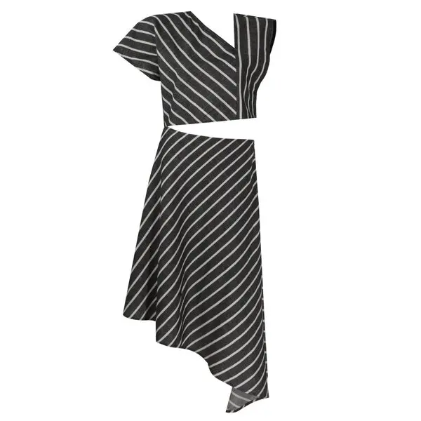 MIRIMALIST Balance Midi Dress Striped - Grey