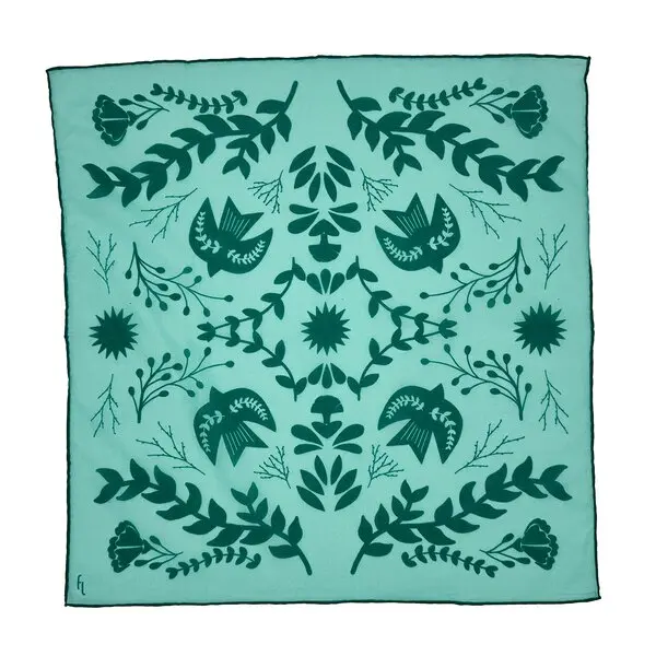 FOLIE LIVING Emerald Forest Folklore Cotton Scarf Small