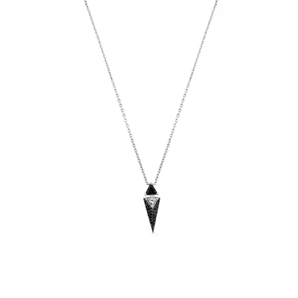 SALLY SKOUFIS Black / Silver Urge Necklace With Made Cz Diamond Stimulant In Sterling Silver & Platinum Black - Black/silver