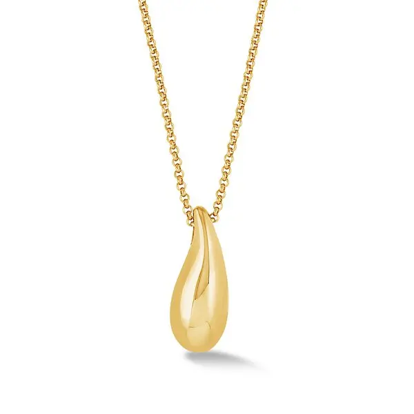 DOWER & HALL Large Pebble Droplet Pendant Necklace - Gold