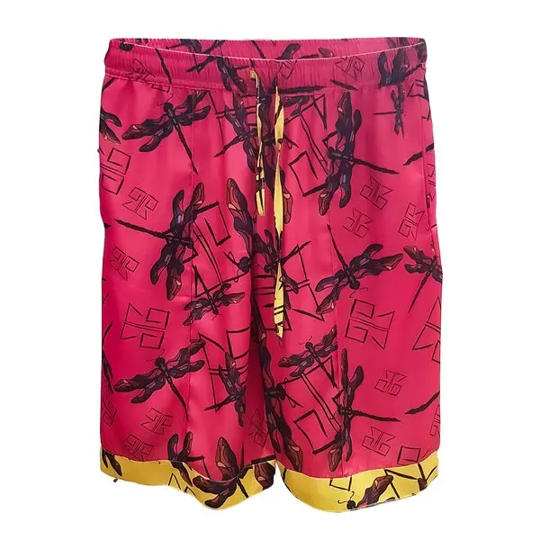 JANARA JONES Dragonfly Print Satin Shorts - Pink