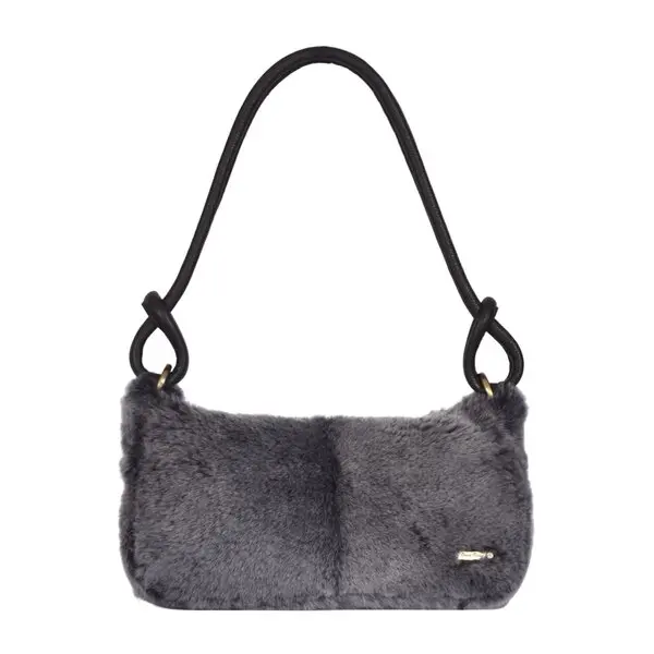OWEN BARRY Sheepskin Shoulder Zipper Bag Graphito Devoran - Grey