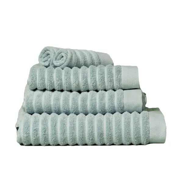 Misona Ribbed Organic Cotton Towel Set Duck Egg - Blue