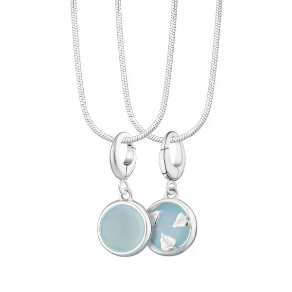 LILY CHARMED Sterling Blue Agate Healing Stone Necklace With Round Snake Chain Confidence Charm Necklace - Silver