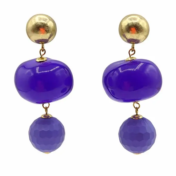 MICHAEL NASH JEWELRY Analise Triple Resin Drop Pierced Earrings - Purple