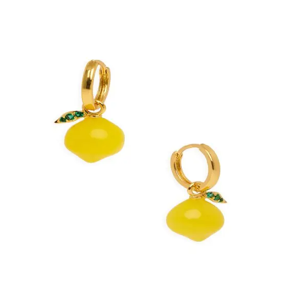 Saachi Lemon Huggie Charm Earrings - Yellow