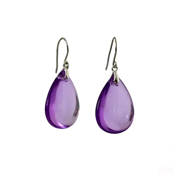 LAURA DAILI Purple / Silver / Neutrals Amethyst Glow Glass Teardrop Earrings - Purple/silver