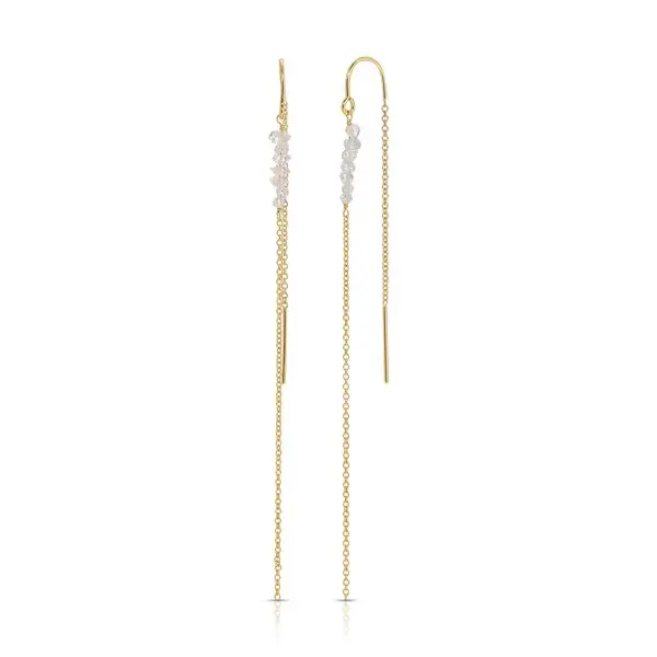 HEATHER HAWKINS Shine On Tiny Gemstone Threader Earrings Filled Herkimer Crystal - Gold