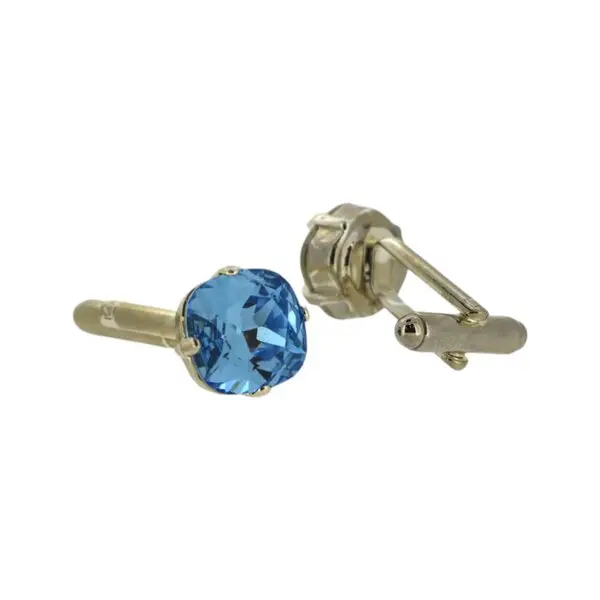 VICKISARGE Blue / Silver The Blue Stud Cufflink In Platinum - Blue/silver