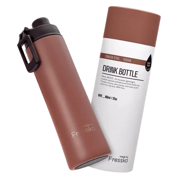 Fressko Move 660ml/22oz Drink Bottle Tuscan - Brown