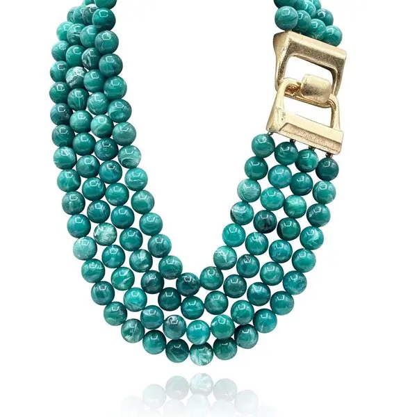 MICHAEL NASH JEWELRY Irena Four Strand Turquoise Resin Bead Nesting Necklace - Blue